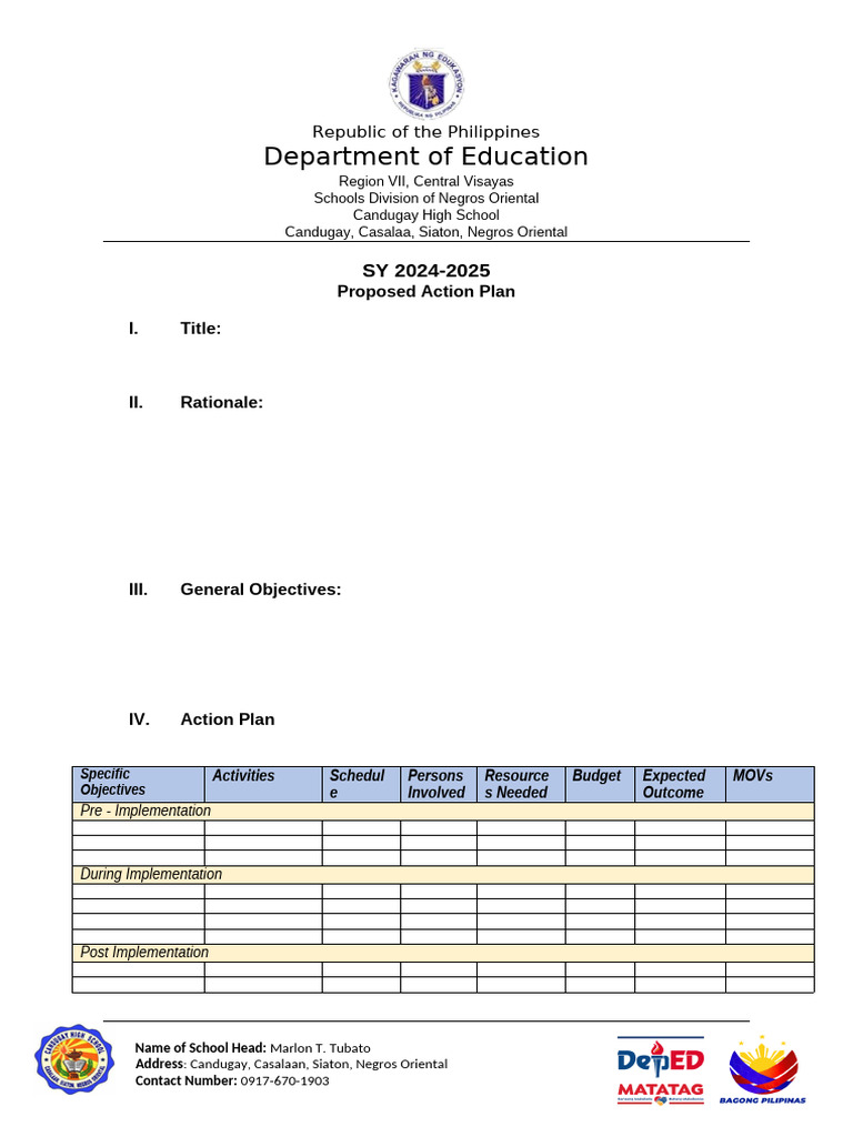 Action Plan Proposal | PDF