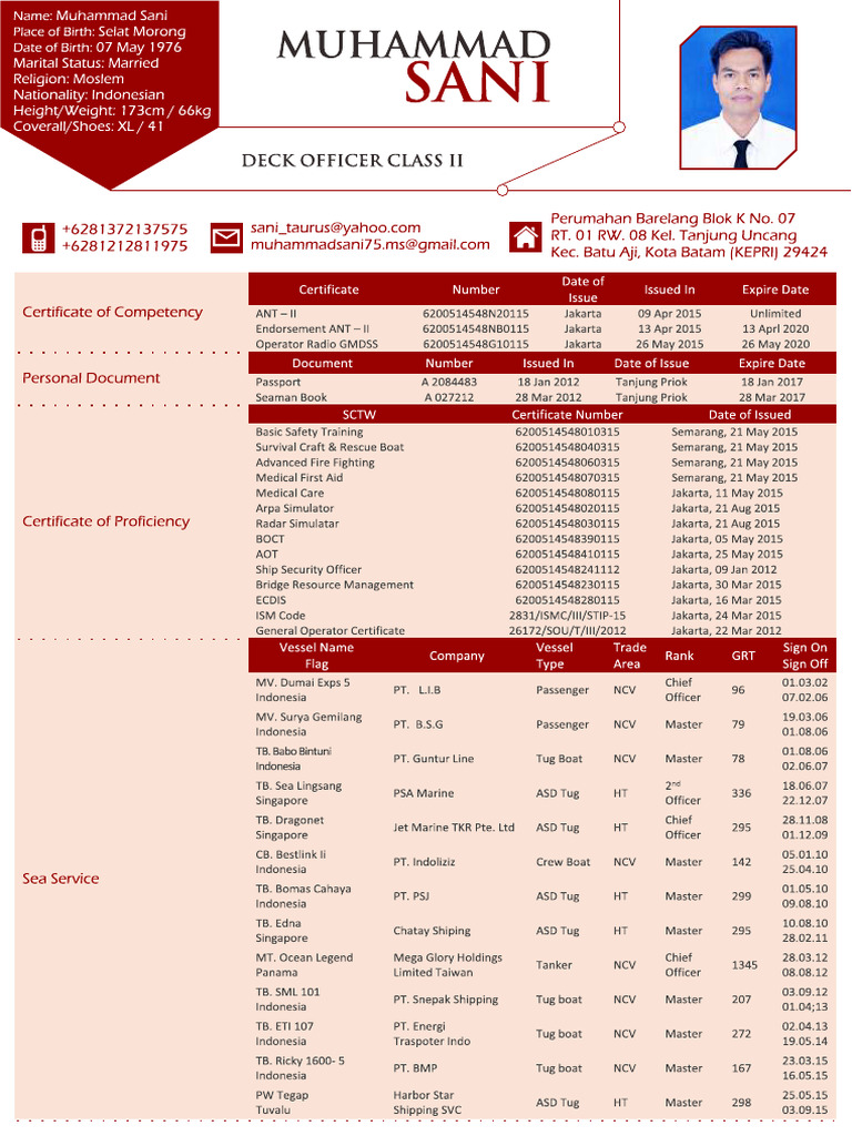 CV Muhammad Sani ( ANT I ) | PDF