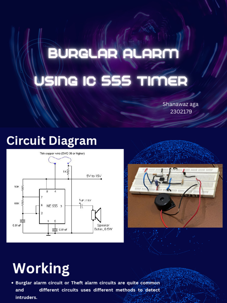 Burglar alarm using ic 555 timer.pdf | PDF
