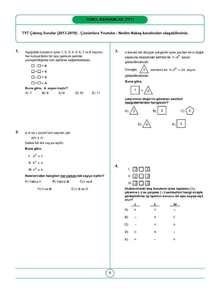 Temel Kavramlar (Tyt) | PDF