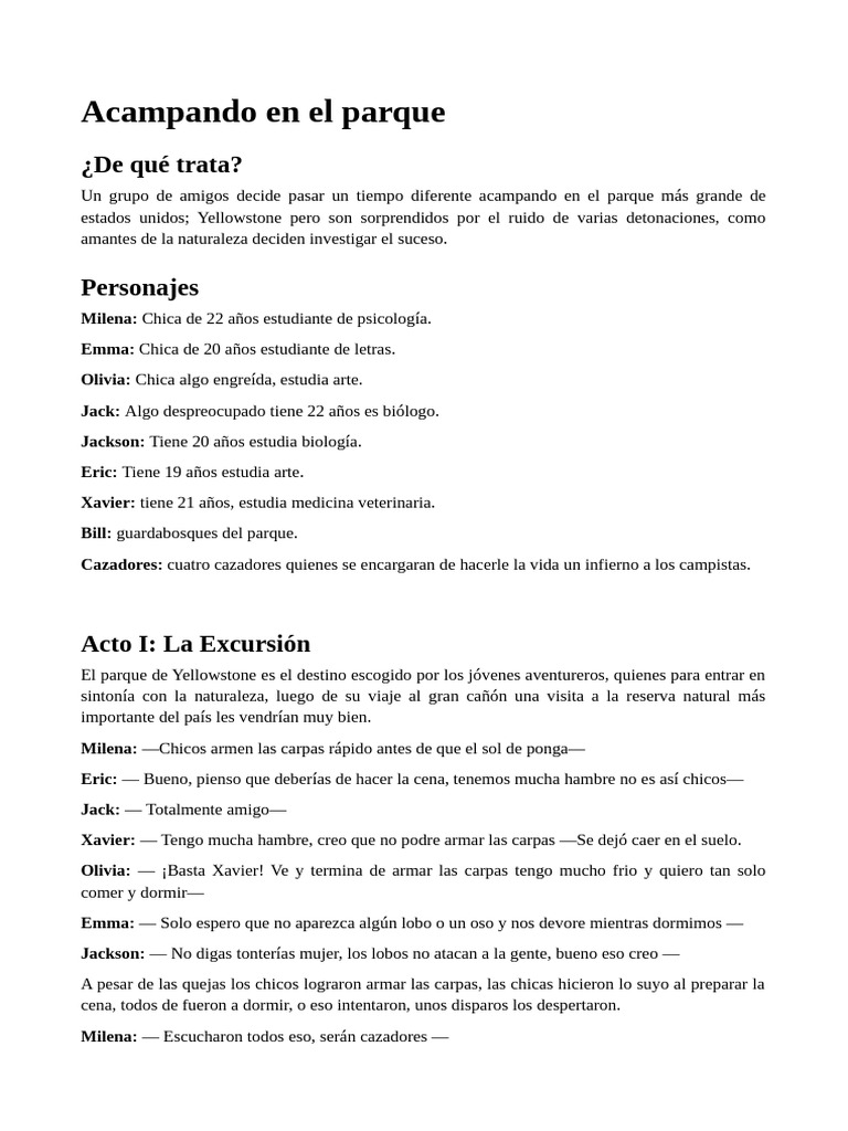 Acampando en El Parque | PDF | Libros para adolescentes