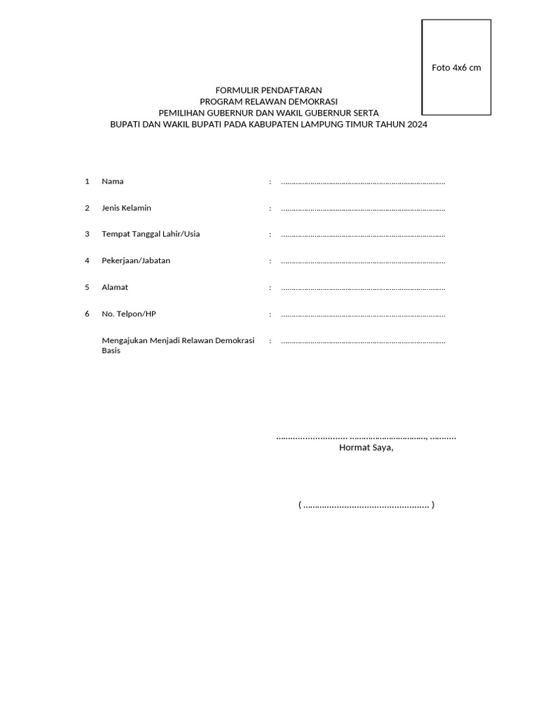 Formulir Pendaftaran Pdf