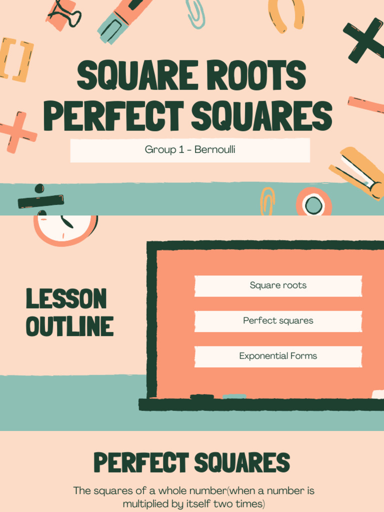 Square Roots and Perfect Squares Presentation | PDF | Exponentiation ...