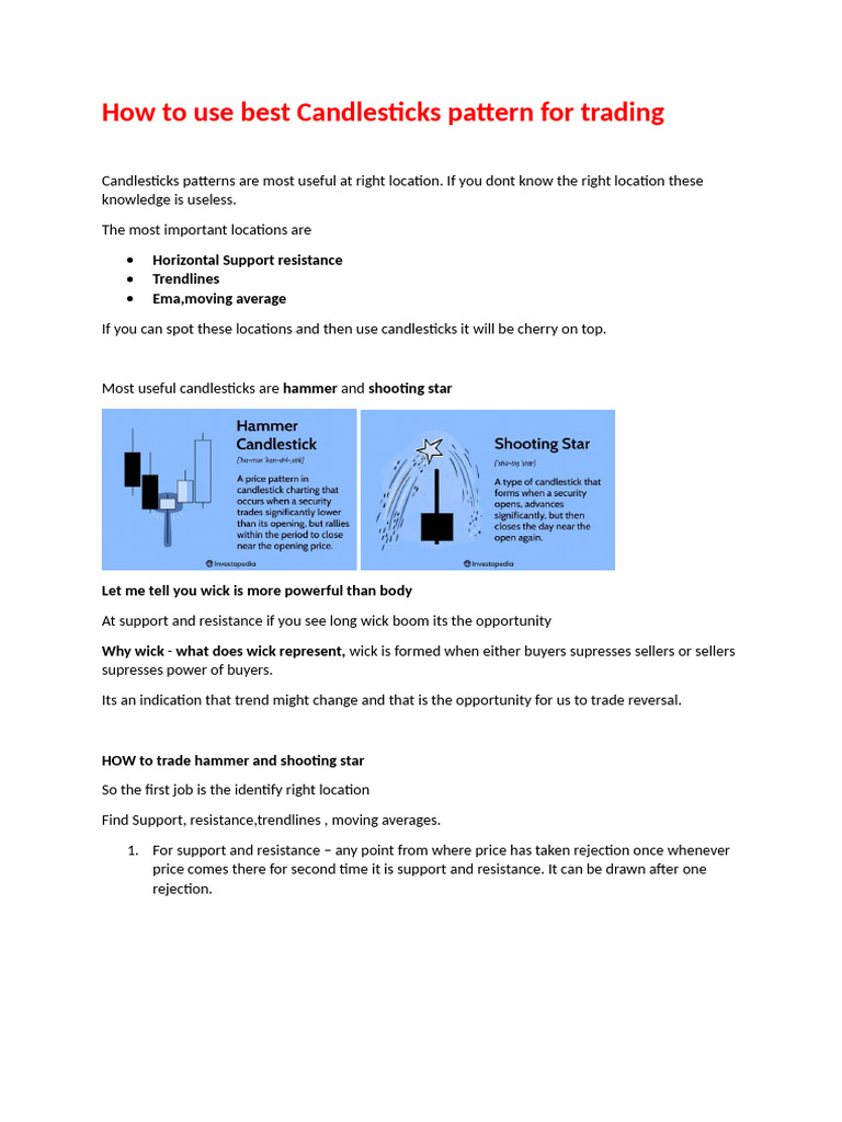 How To Use Best Candlesticks Pattern For Trading | PDF