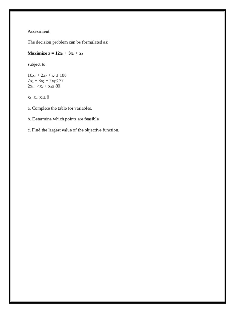 Assessment For LP Simplex Method 3 | PDF