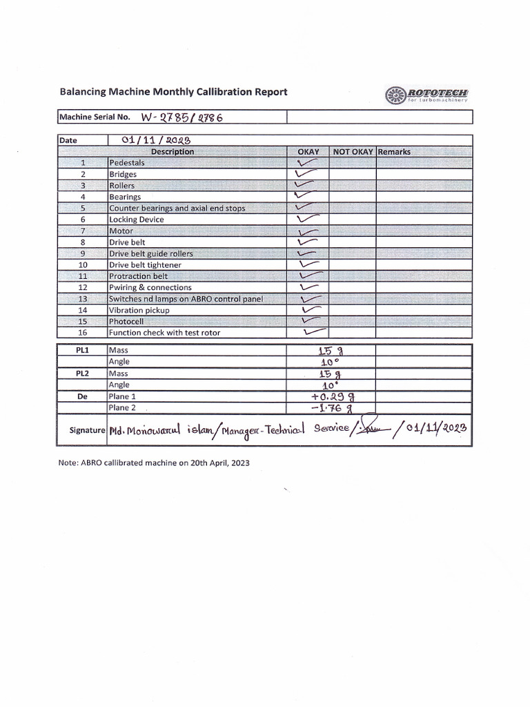 Balancing Machine Calibration | PDF