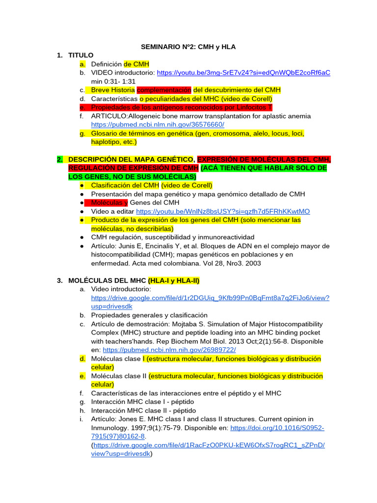 Seminario sobre CMH y HLA: Genética y Enfermedades | PDF | Complejo ...