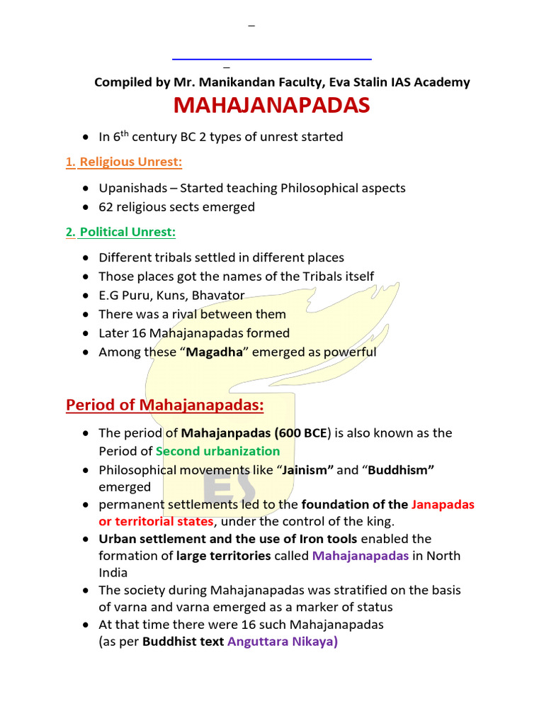 Mahajanapadas | PDF | Indian Philosophy | Indian Religions