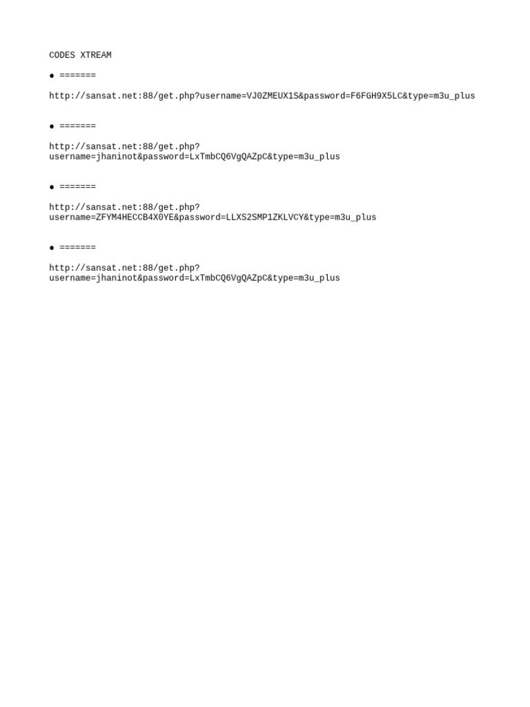 04 Codes Xtream Iptv | PDF