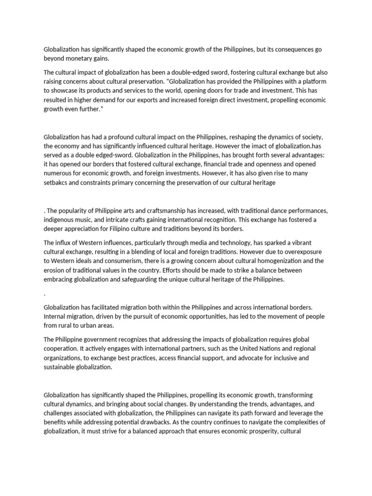 Globalization Has Significantly Shaped The Economic Growth of The Philippines | PDF ...