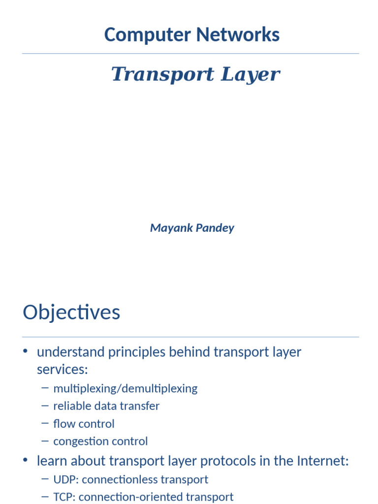 Transport Layer | PDF | Transmission Control Protocol | Port (Computer Networking)