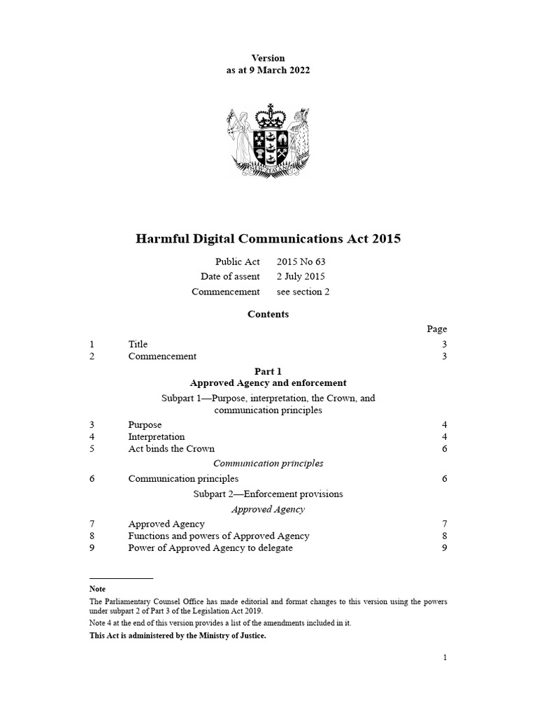 Harmful Digital Communications Act 2015 | PDF | Crimes | Crime & Violence
