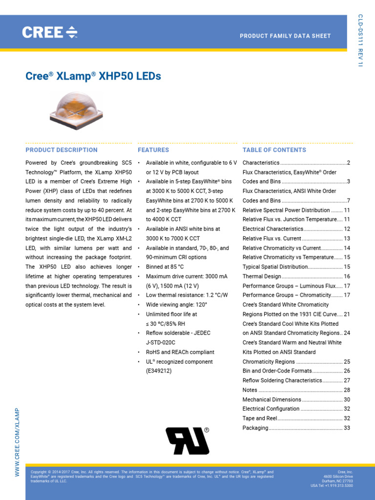 Ds XHP50 | PDF | Light Emitting Diode | Electrical Engineering