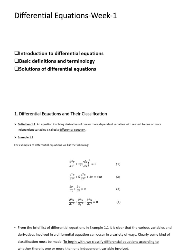 Intro to Differential Equations | PDF | Equations | Derivative