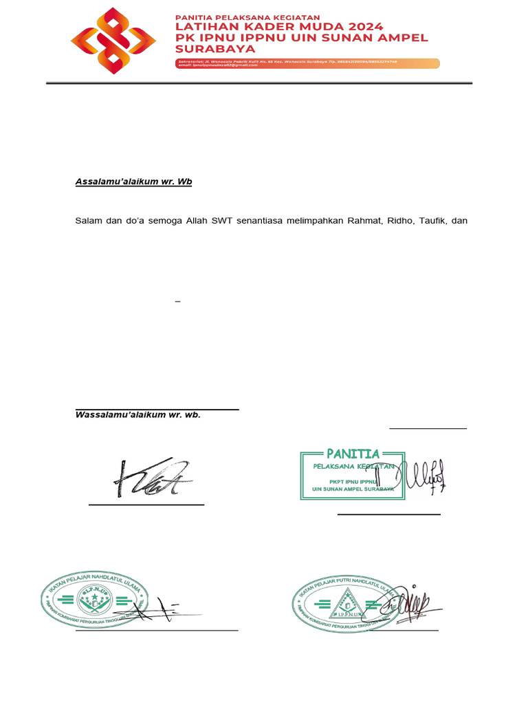 004 - Permohonan Pemateri Aswaja | PDF