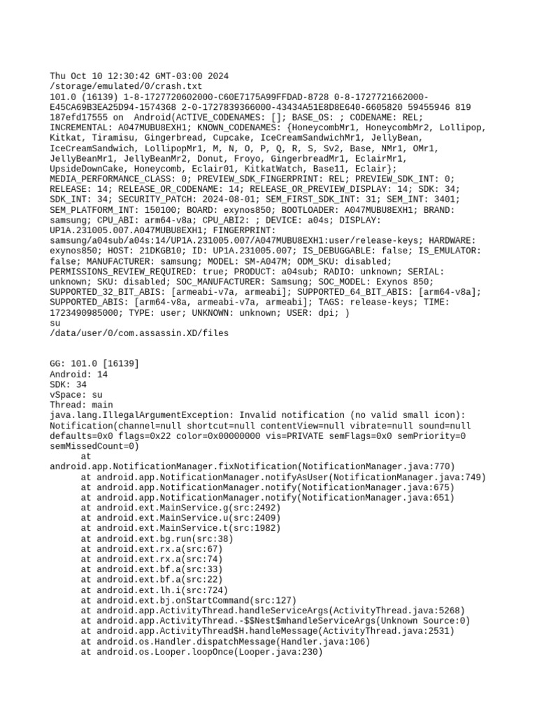 crash | PDF | Android (Operating System) | Java (Programming Language)