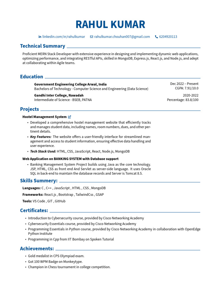 Rahul Resume | PDF | Computers