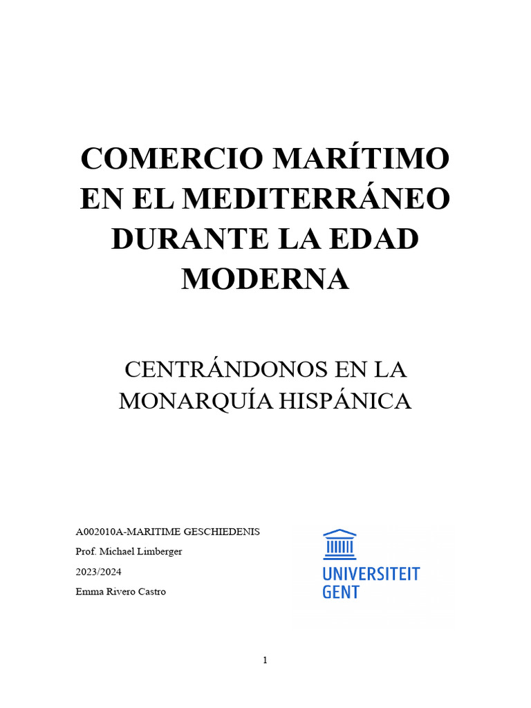 Emma Rivero Castro Maritime History Paper | PDF | España | Imperio español
