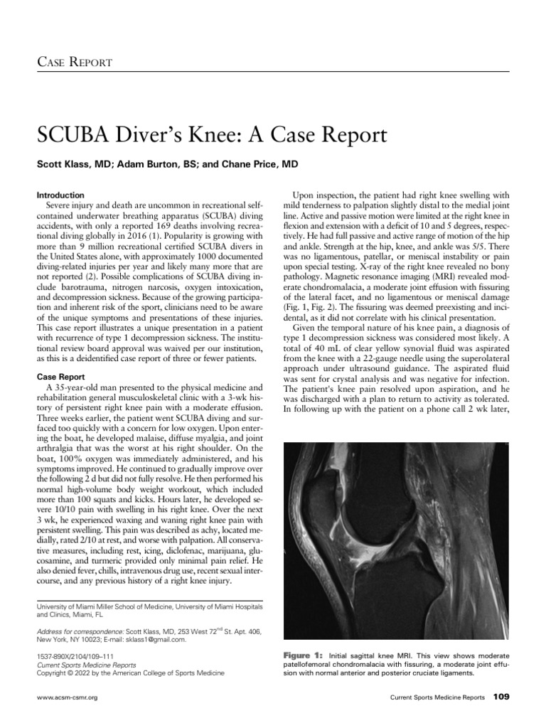 Scuba Diver S Knee A Case Report.3 | PDF | Underwater Diving | Scuba Diving