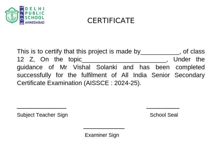 CERTIFICATE for project | PDF