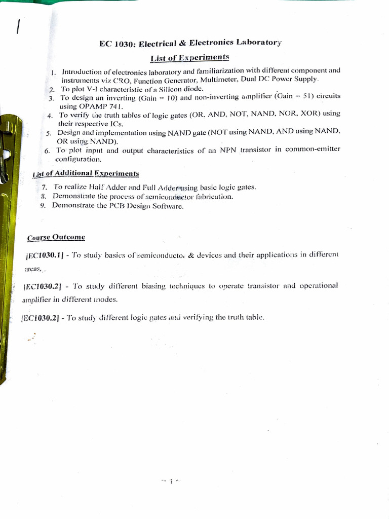 Experiments EE Lab | PDF