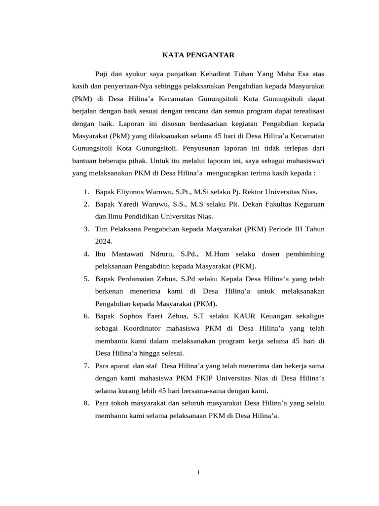 KATA PENGANTAR LAPORAN PKM | PDF