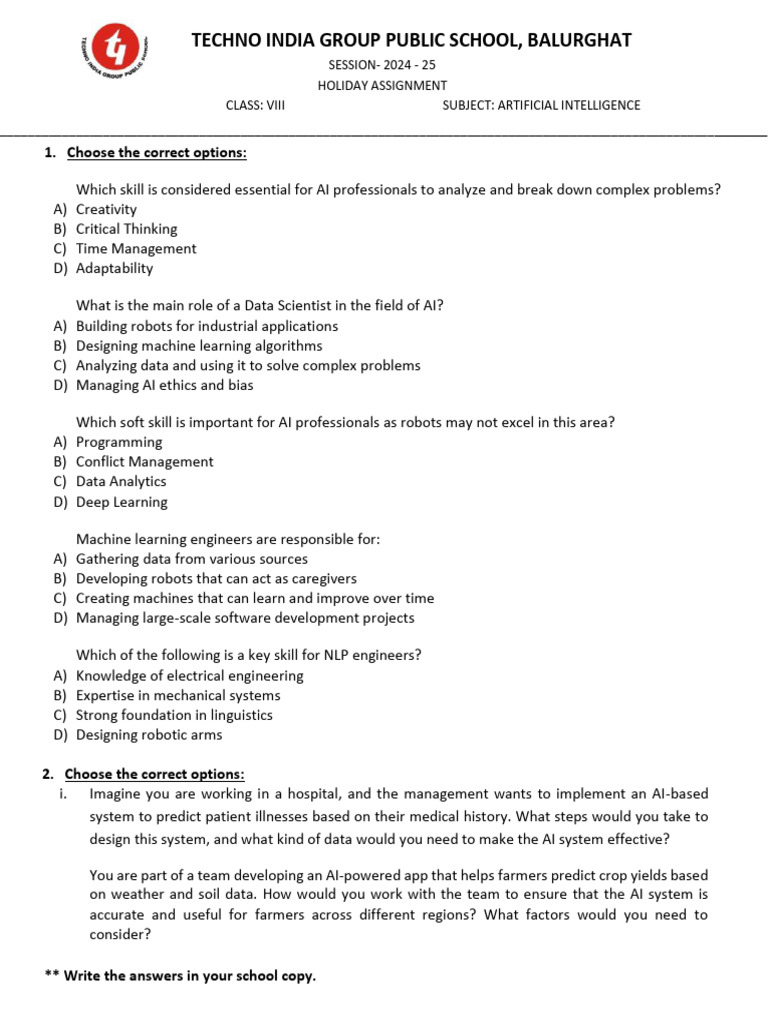 Class - Viii - Ai - Puja Vacation Assignment-2024 - 25 | PDF | Artificial Intelligence ...