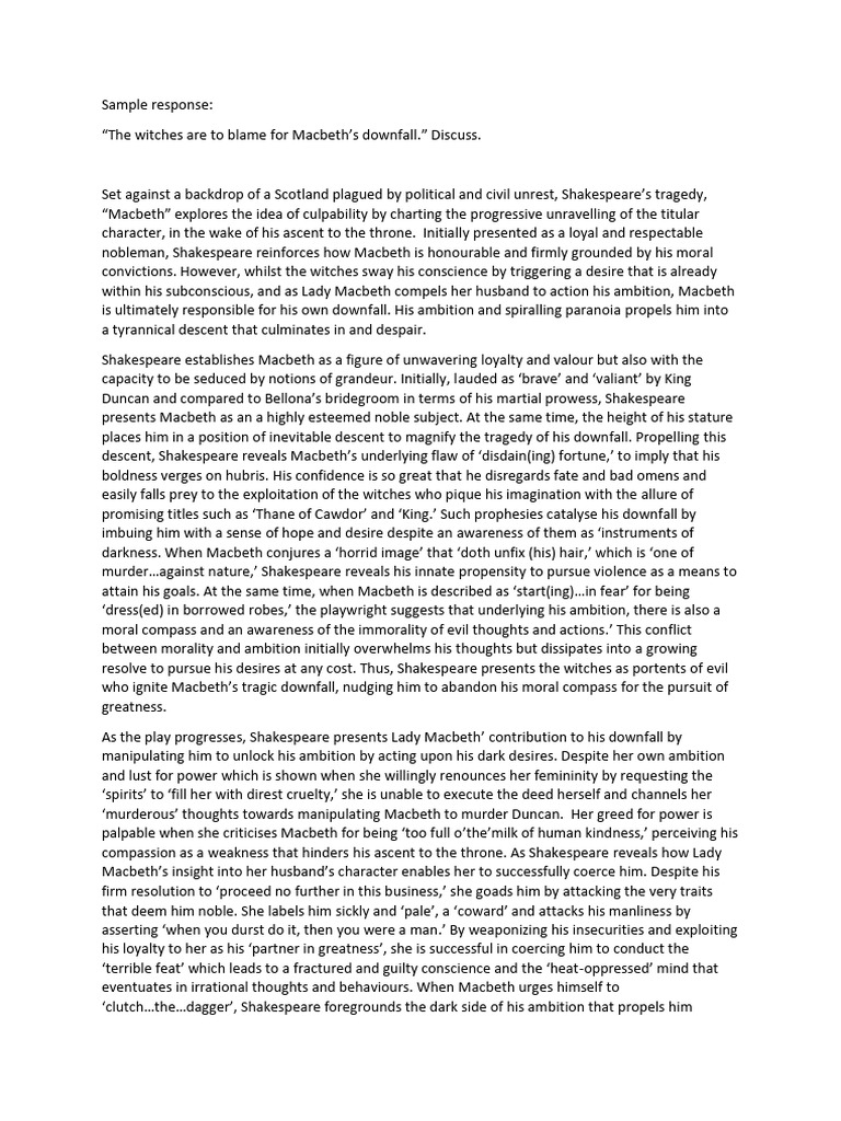 Macbeth Common Task SAMPLE 2024 | PDF | Macbeth