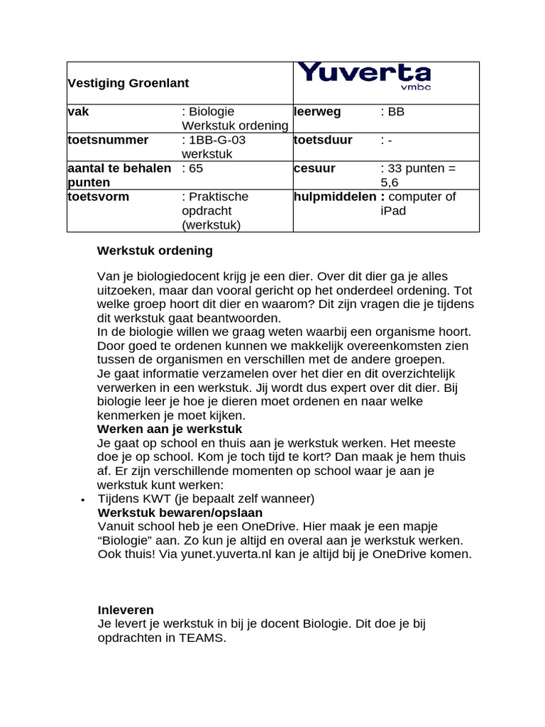 Werkstuk Ordening BB | PDF