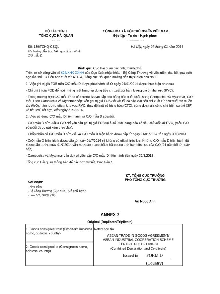 139tchqgsql Ve Tri Gia Fob Form D 9886 | PDF