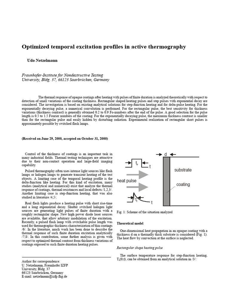 Optimized Temporal Excitation Profiles in Active Thermography | PDF ...