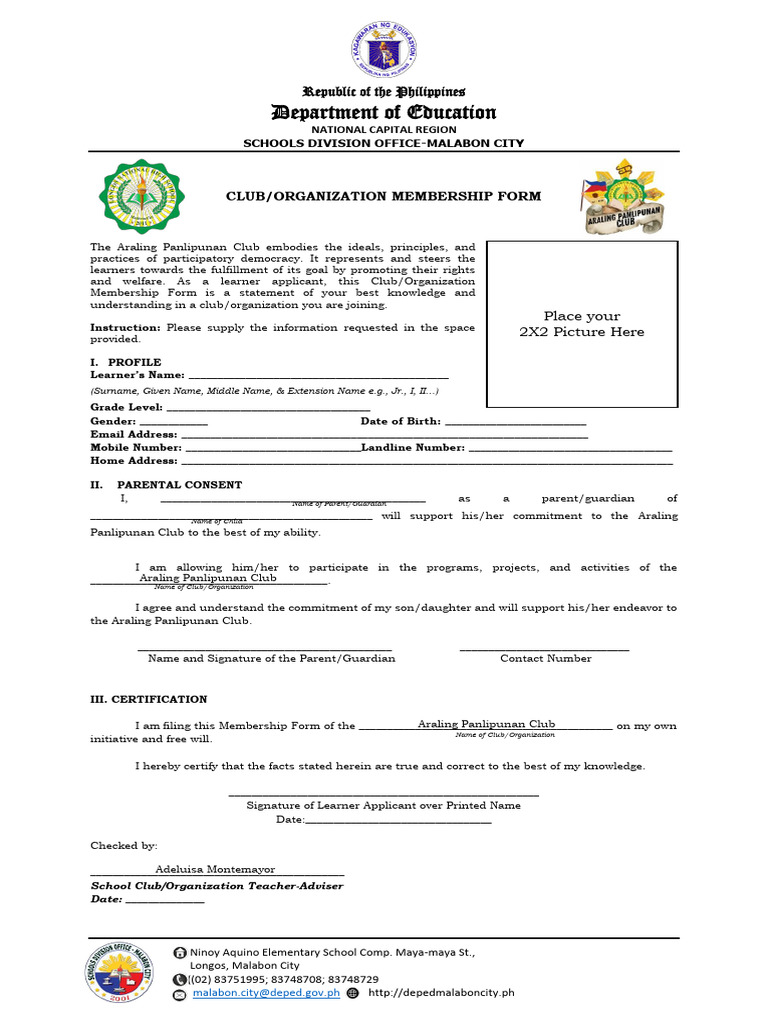 AP Club Membership Form 2024-2025 | PDF