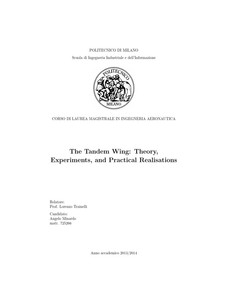 Tandem Wing Theory | PDF | Wright Flyer | Lift (Force)