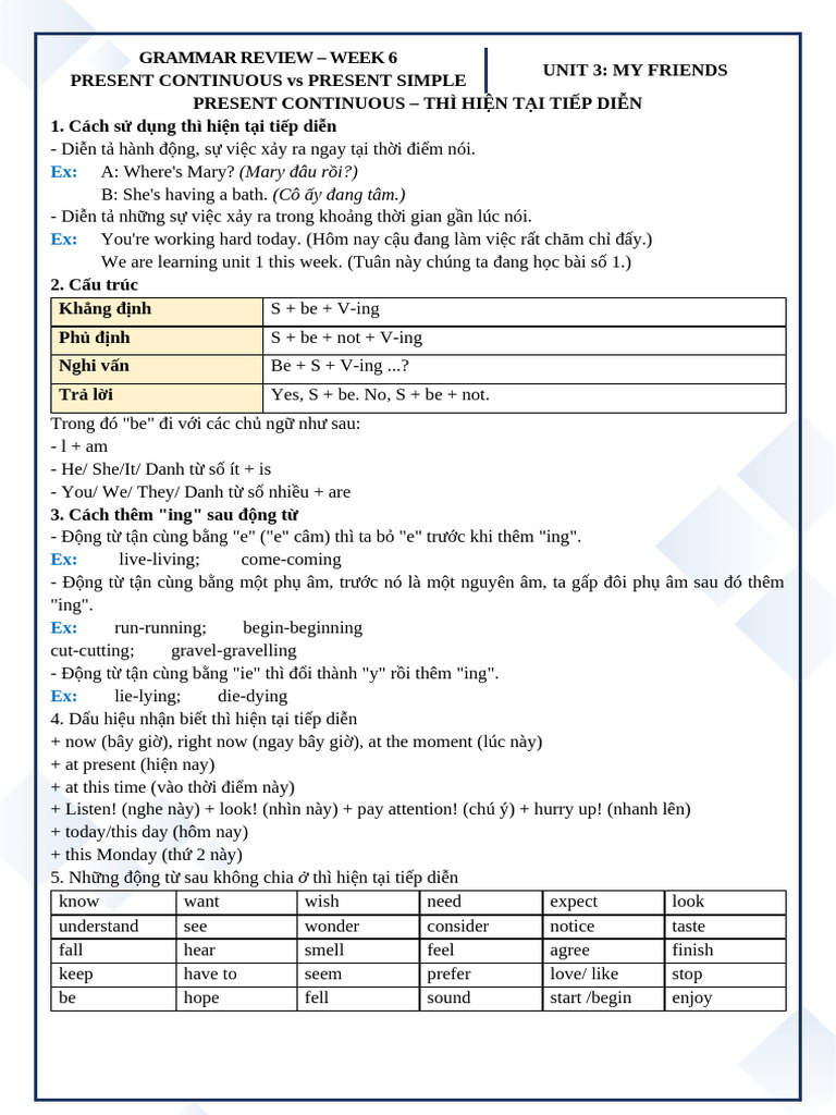 (Grade 6) Unit 3 - Grammar | PDF
