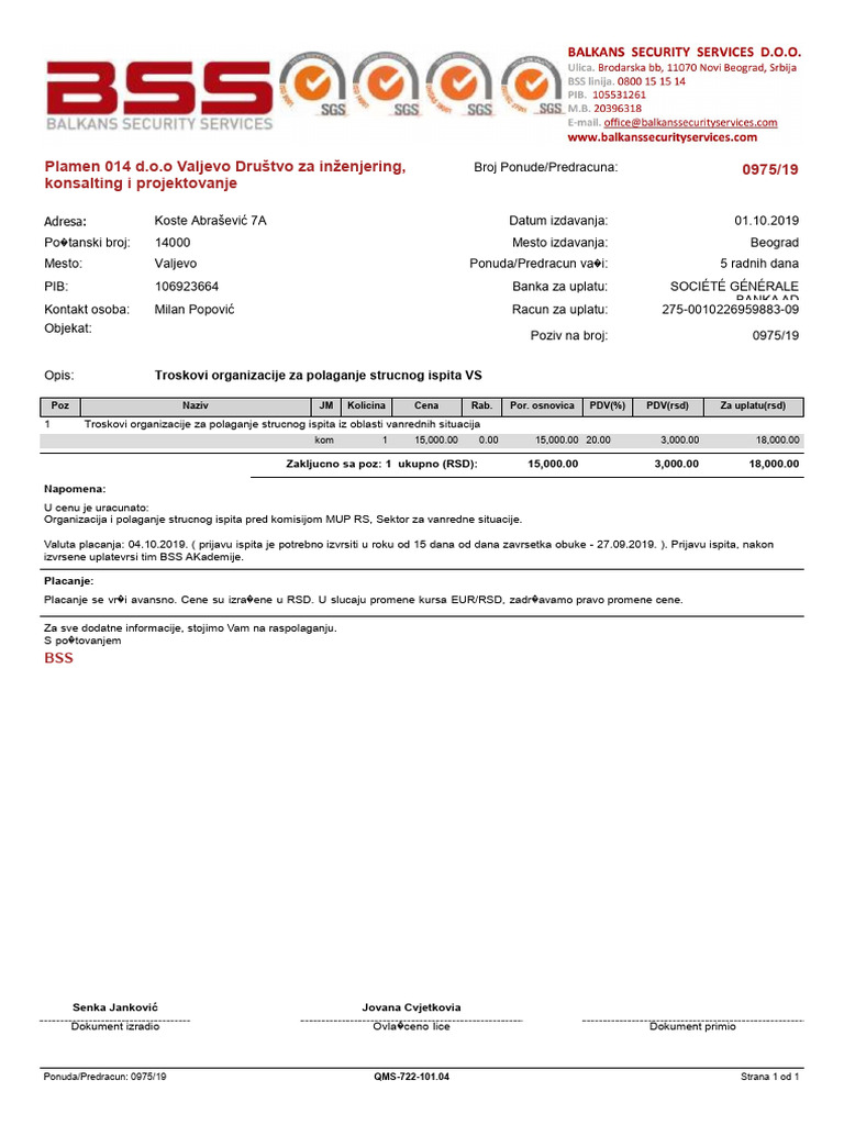 0975 19 Predracun Plamen014 IspitVS | PDF