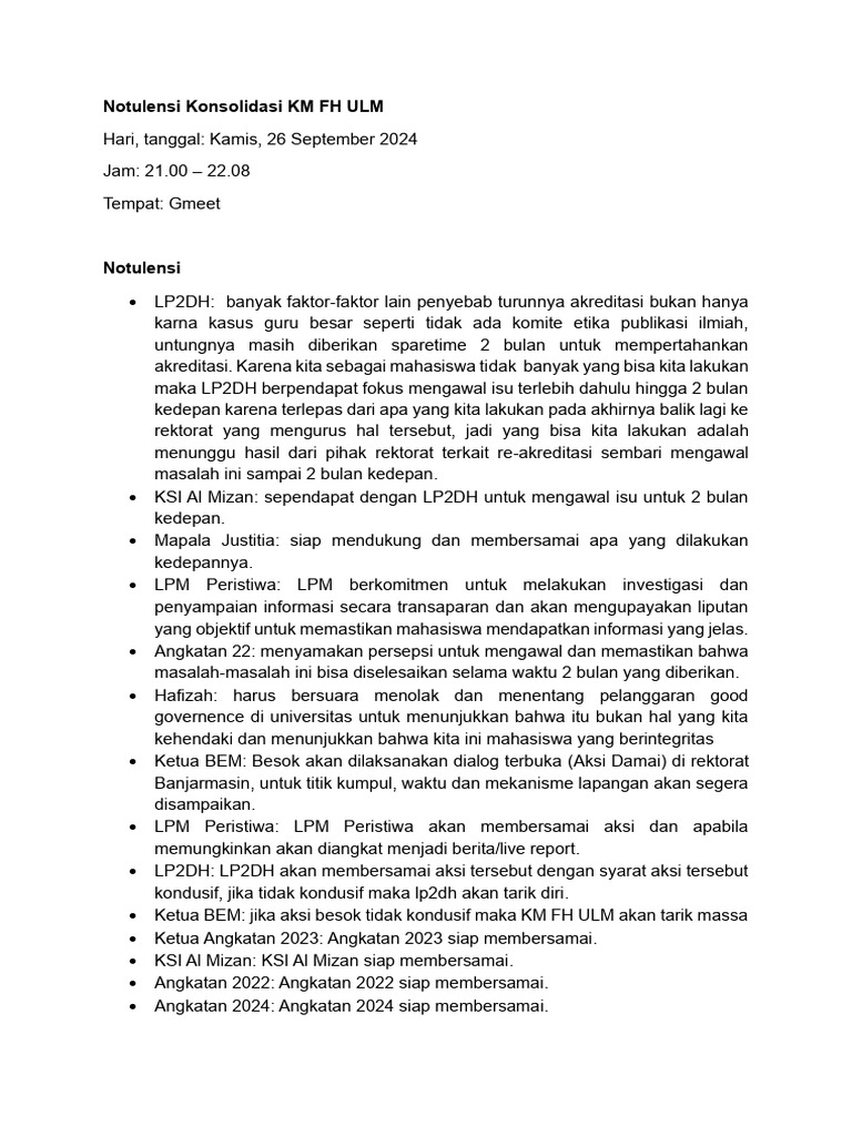 Contoh Notulensi | PDF