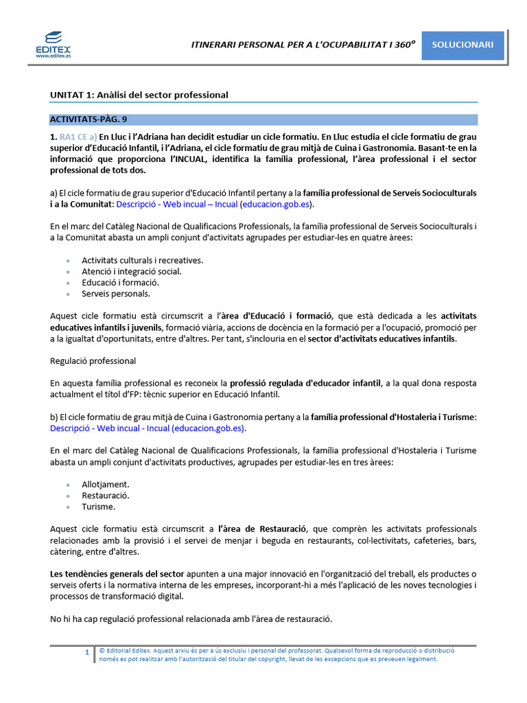 Solucionario - IPE I - 360 - U01 - RA Y CE - Cat PDF | PDF