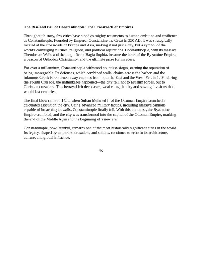 The Rise and Fall of Constantinople | PDF | Travel