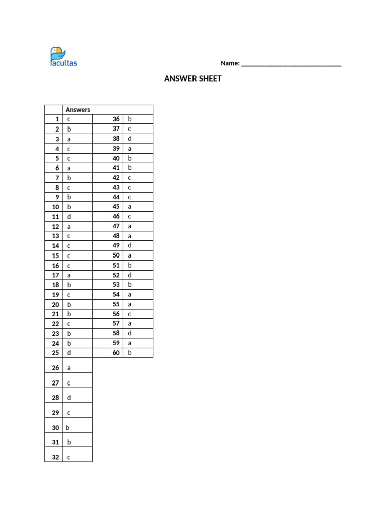 answer sheet 1 | PDF