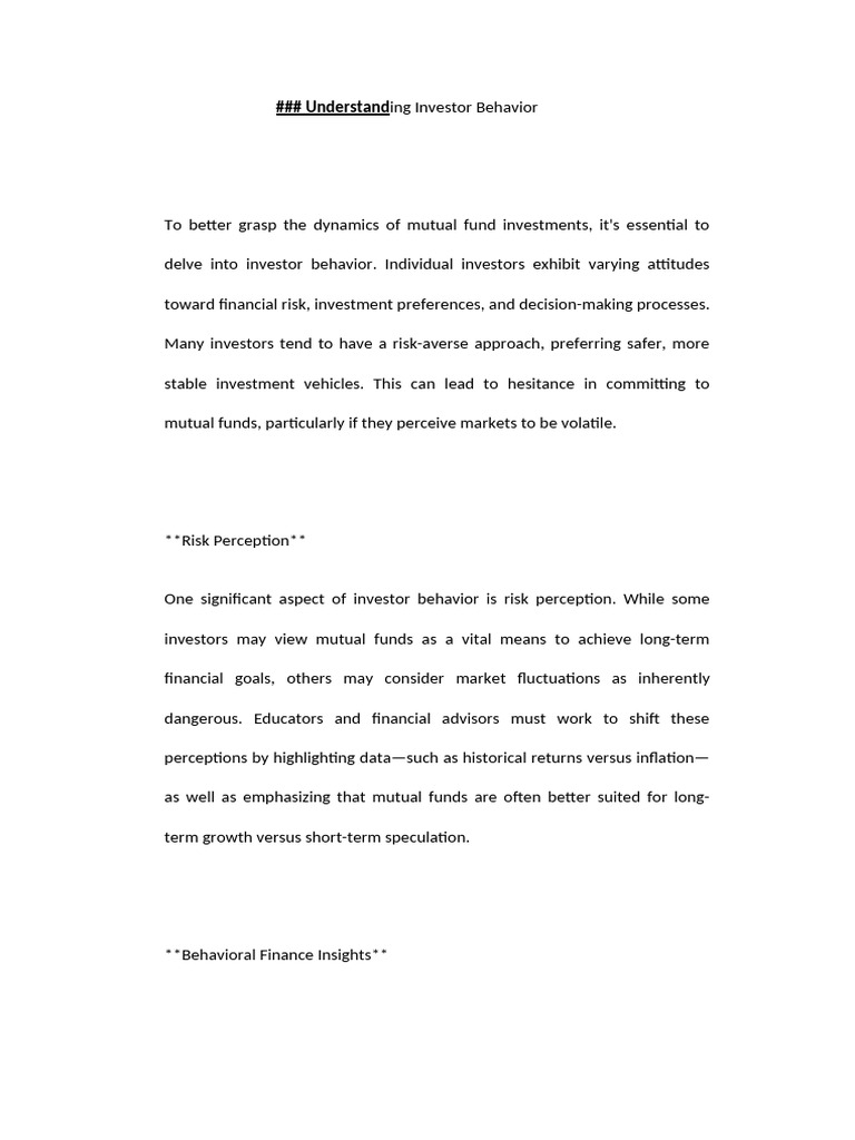 Understanding Investor Behavior | PDF | Behavioral Economics | Investing