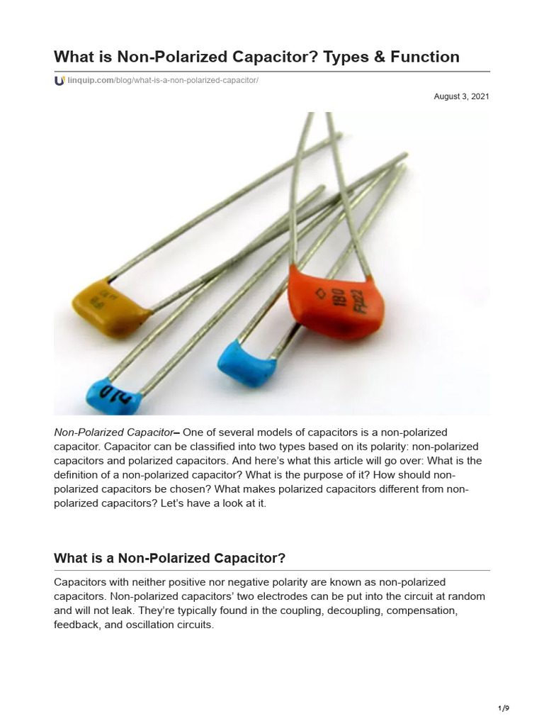 What Is Non Polarized Capacitor Types Function | PDF | Capacitor ...