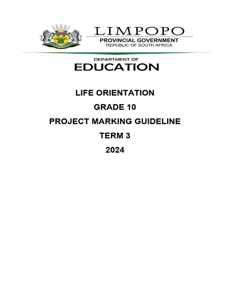 Life Orientation GR 10 Project Task Term 3 Marking Guidelines Term 32024 | PDF | Adolescence ...