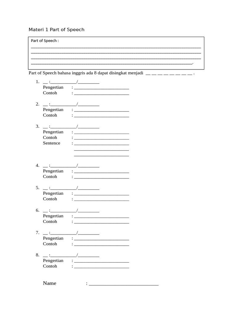 Materi 1 Part of Speech | PDF | Morphology | Semantic Units