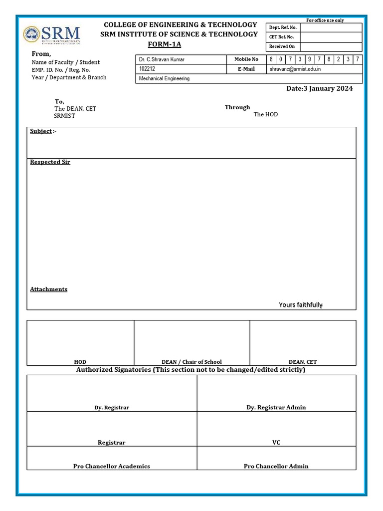 Form 1A - Willingness | PDF | Academia