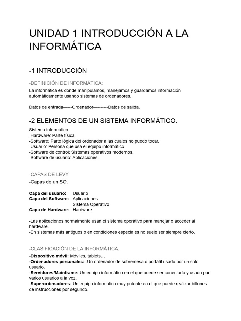 Sistemas informÃ¡ticos tema 1 | PDF | Hardware de la computadora | Unidad Central de procesamiento