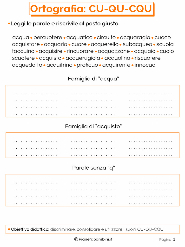 Schede Didattiche CU QU CQU | PDF