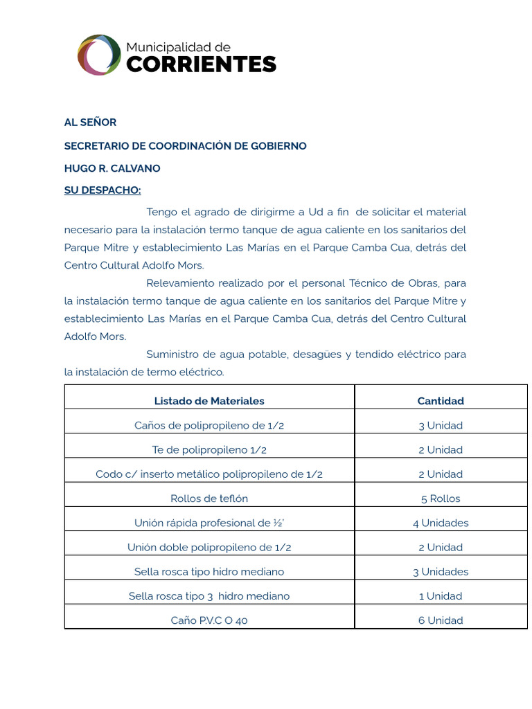 Nota - Termo de Agua | PDF | Materiales | Materiales de construcción