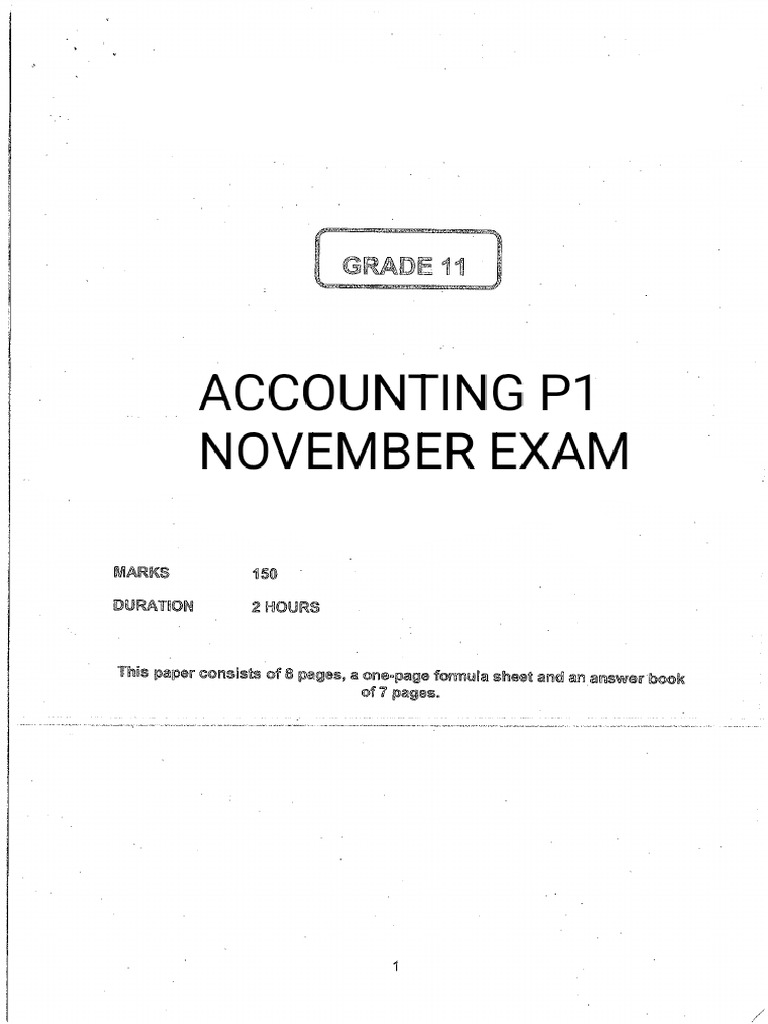 Grade 11 Account Nov Exam | PDF