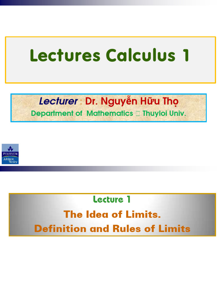 Lectures Calculus 1: Lecturer | PDF | Integral | Derivative