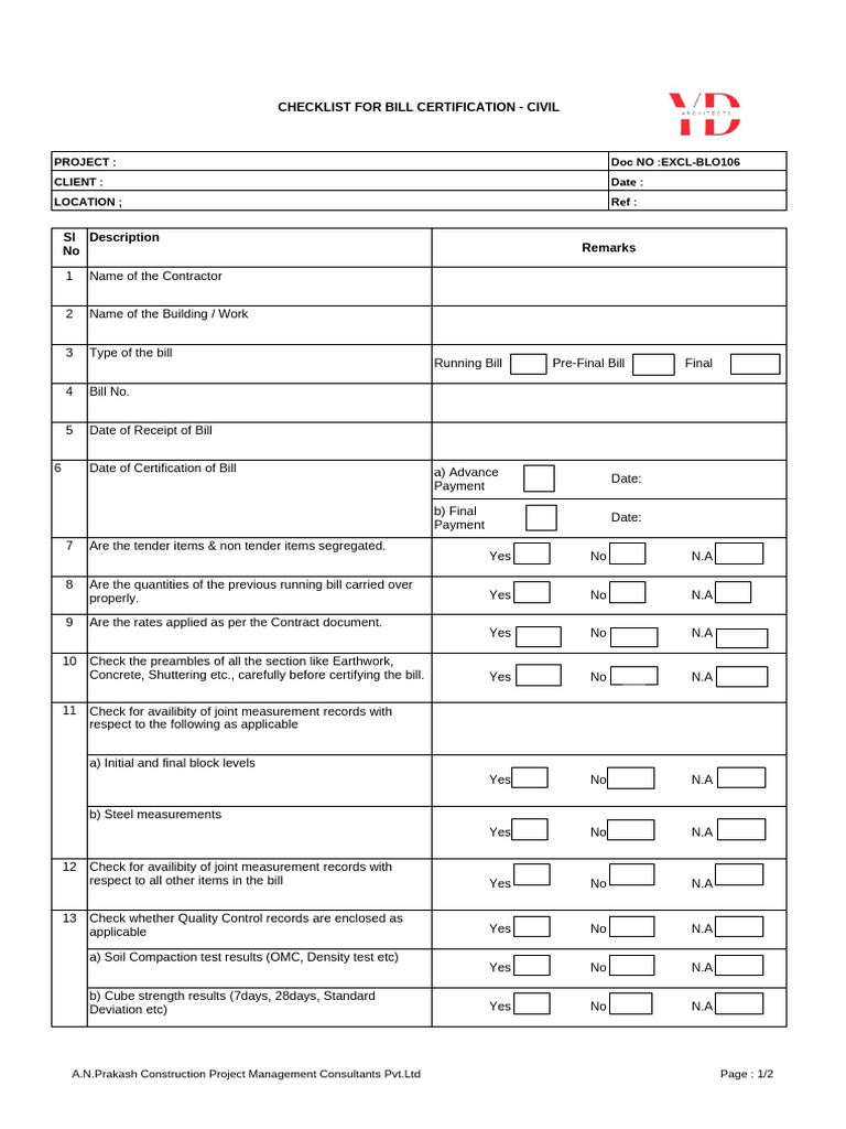 Bill_Certification_EXCL-BL0106 | PDF